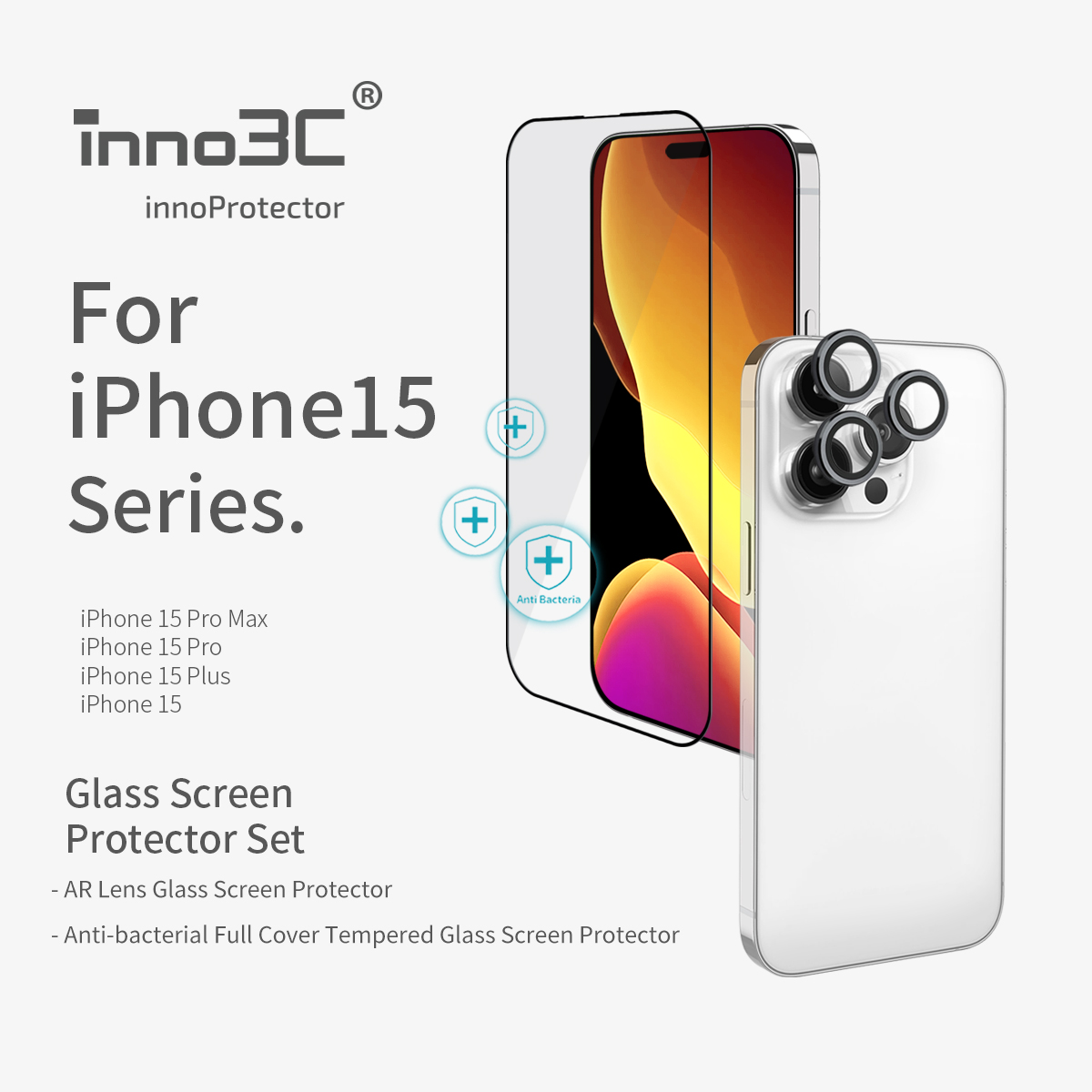 inno3C Glass Screen Protector Set for iPhone 15 series | inno3C ...